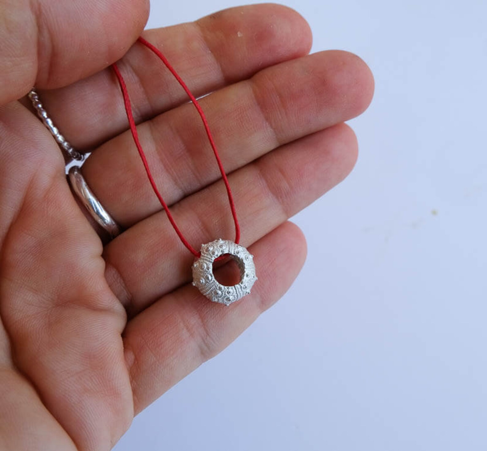Small or Medium Sputnik Sea Urchin Necklace With Sterling Silver Chain ...