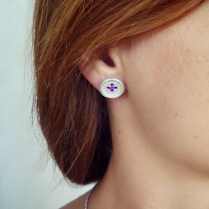 Sterling Silver Button Earrings - Sewing Notions - Stud Earrings - Etsy