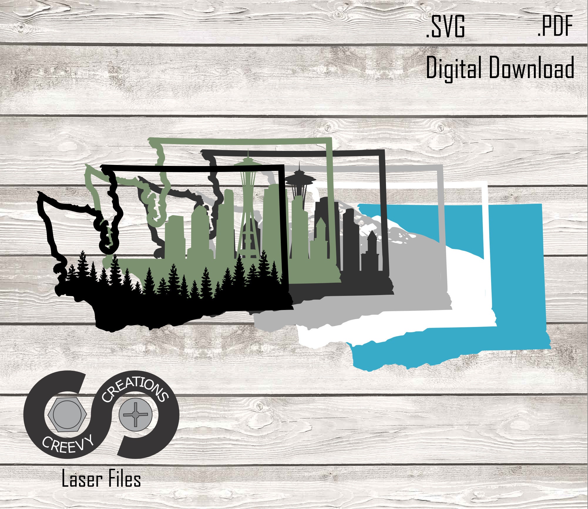 Washington Layered Sign Digital Download, Laser Cut File, Home Decor ...