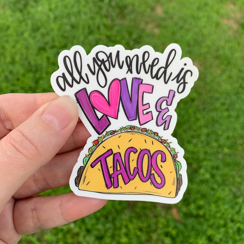 Love and Tacos Sticker Laptop Sticker Taco Sticker Vinyl | Etsy