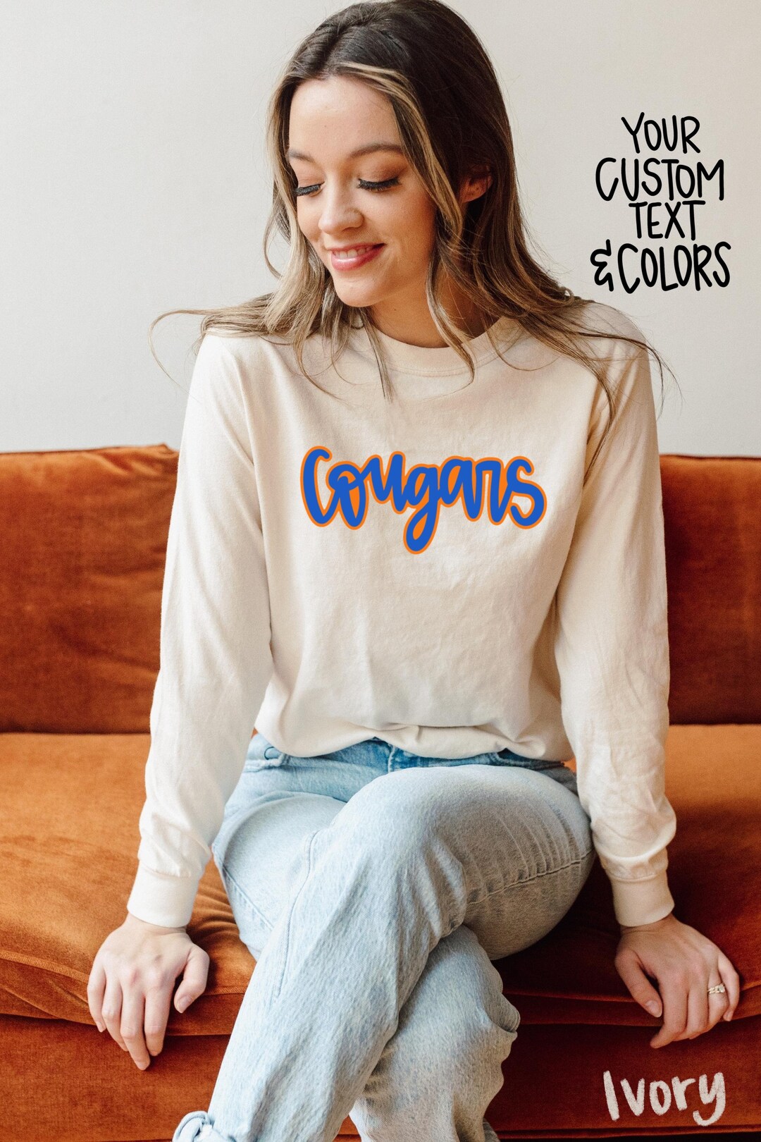 Custom Spirit Mascot Long Sleeve Comfort Colors Tee | Long Sleeved Top ...