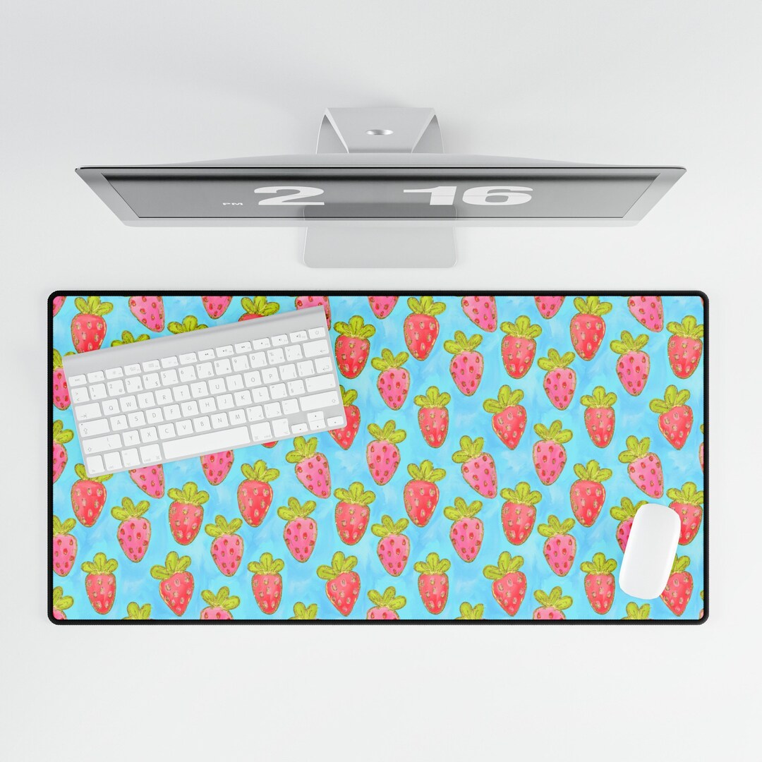 Strawberry Desk Mat | Desk Accessory | Pretty Desk Pad | Mat for Desk ...