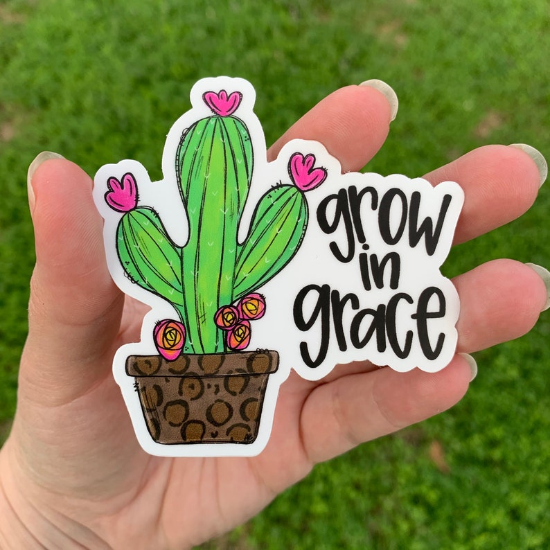 Grow in Grace Cactus Sticker | Laptop Sticker | Sticker Collector ...