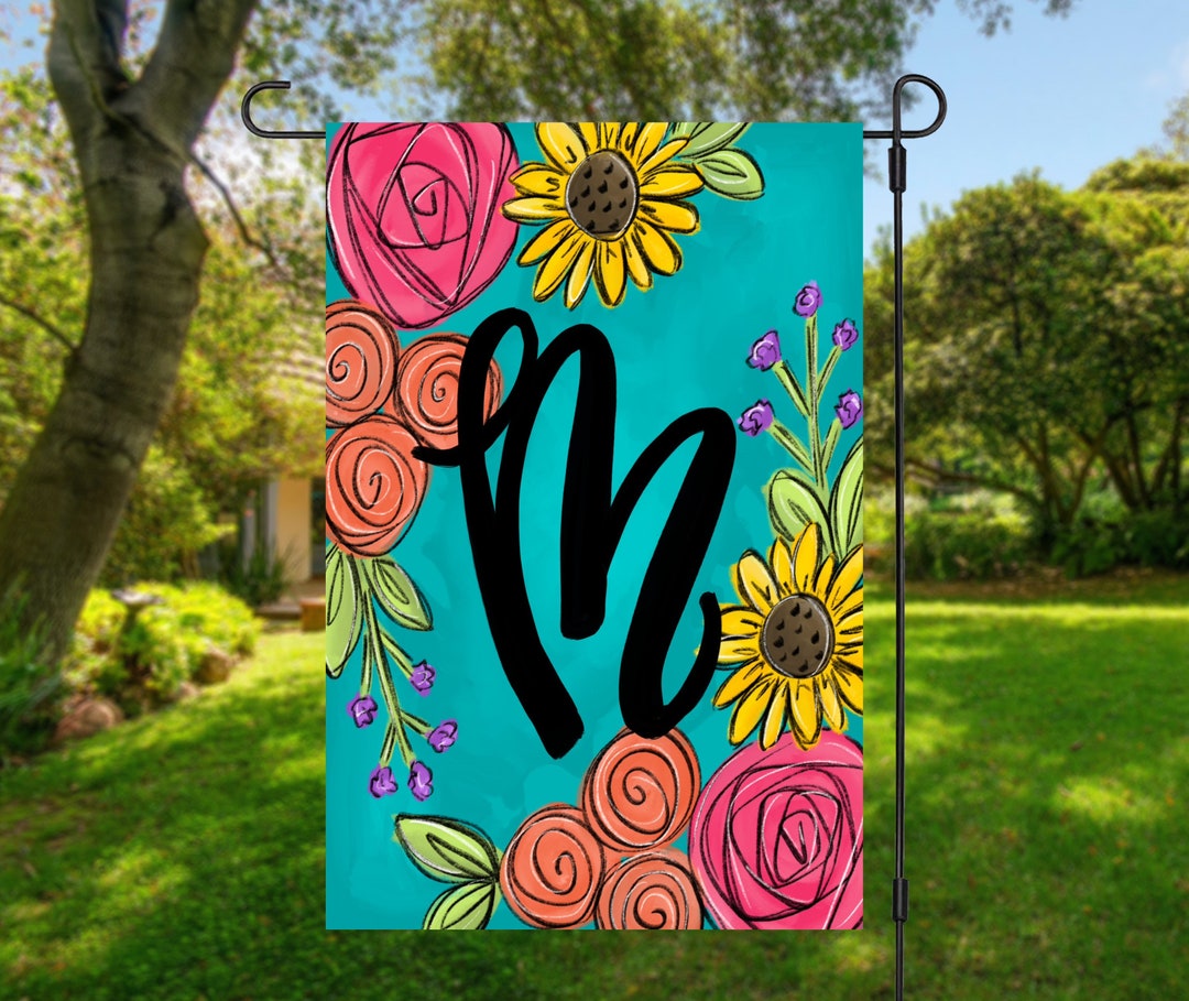 Personalized Initial Garden Flag | Yard Decor | Garden Sign | Spring ...