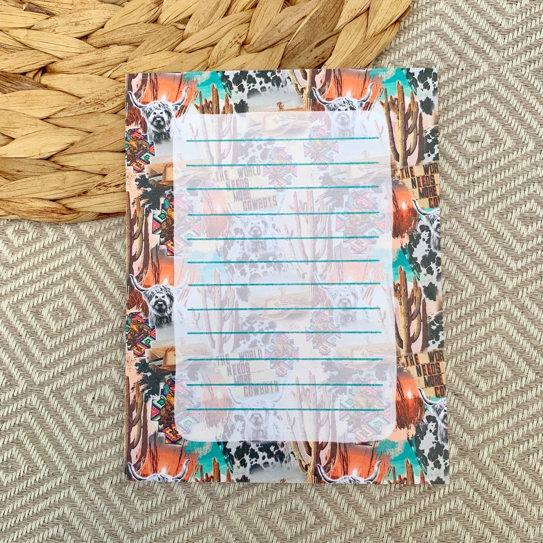 Western Illustrated Notepad | Lined Notepad | Writer Gift | to Do List ...