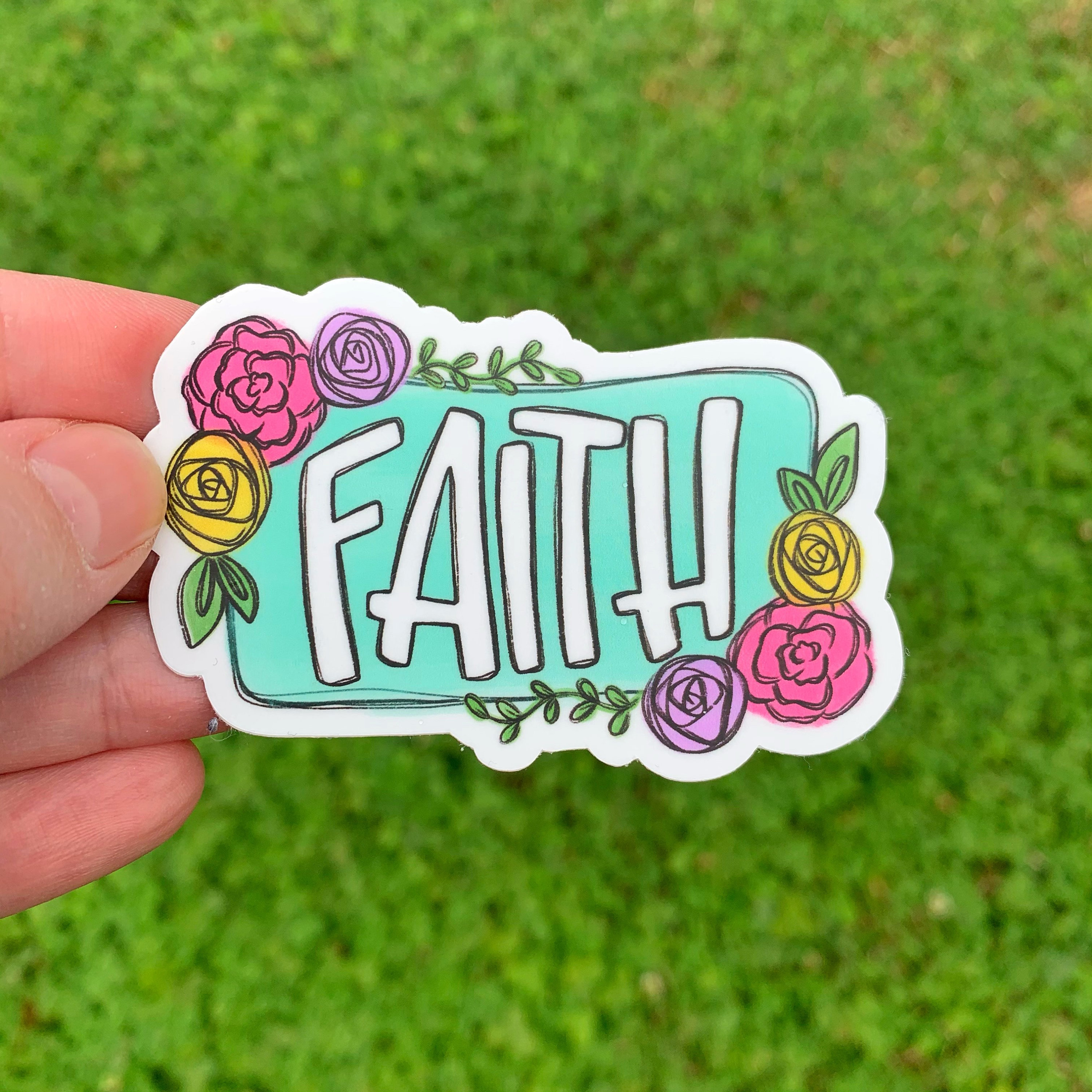 Faith Floral Frame Sticker Laptop Sticker Sticker | Etsy