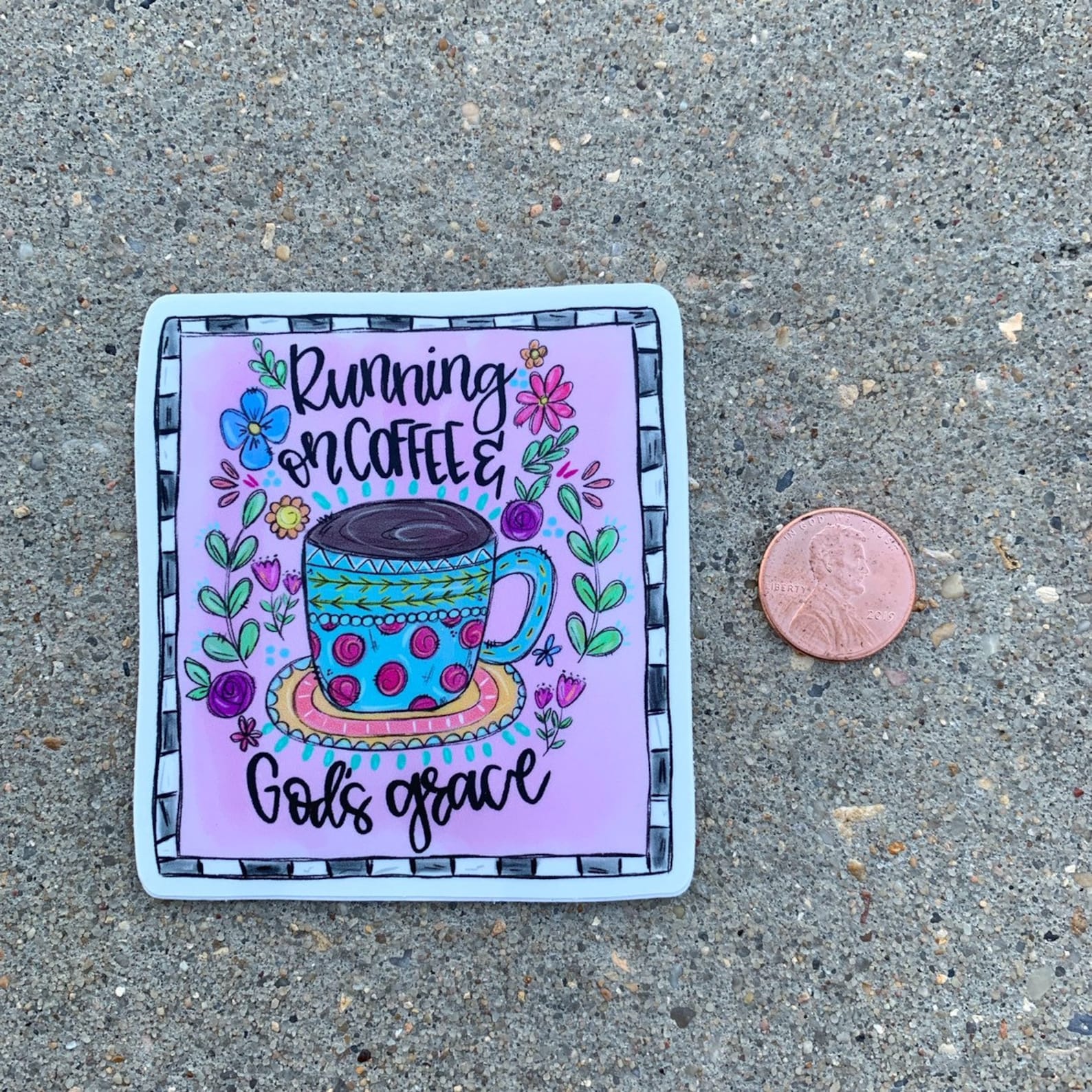 Running on Coffee and God's Grace Sticker Coffee Lover | Etsy