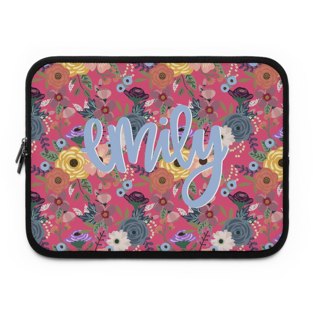 Personalized Boho Bright Floral Laptop Sleeve | Pretty Laptop Cover ...