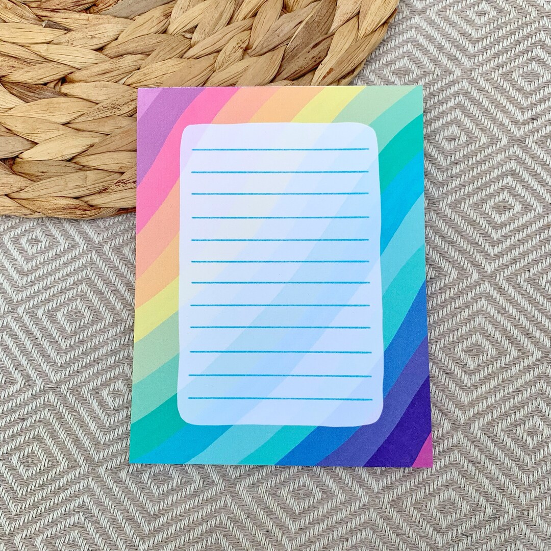 Rainbow Line Illustrated Notepad | Lined | to Do List | Desk Pad ...