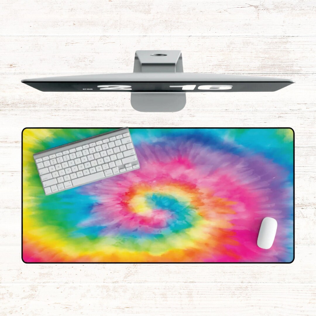 Large Colorful Tie Dye Desk Mat | Desk Accessory | Pretty Desk Pad ...