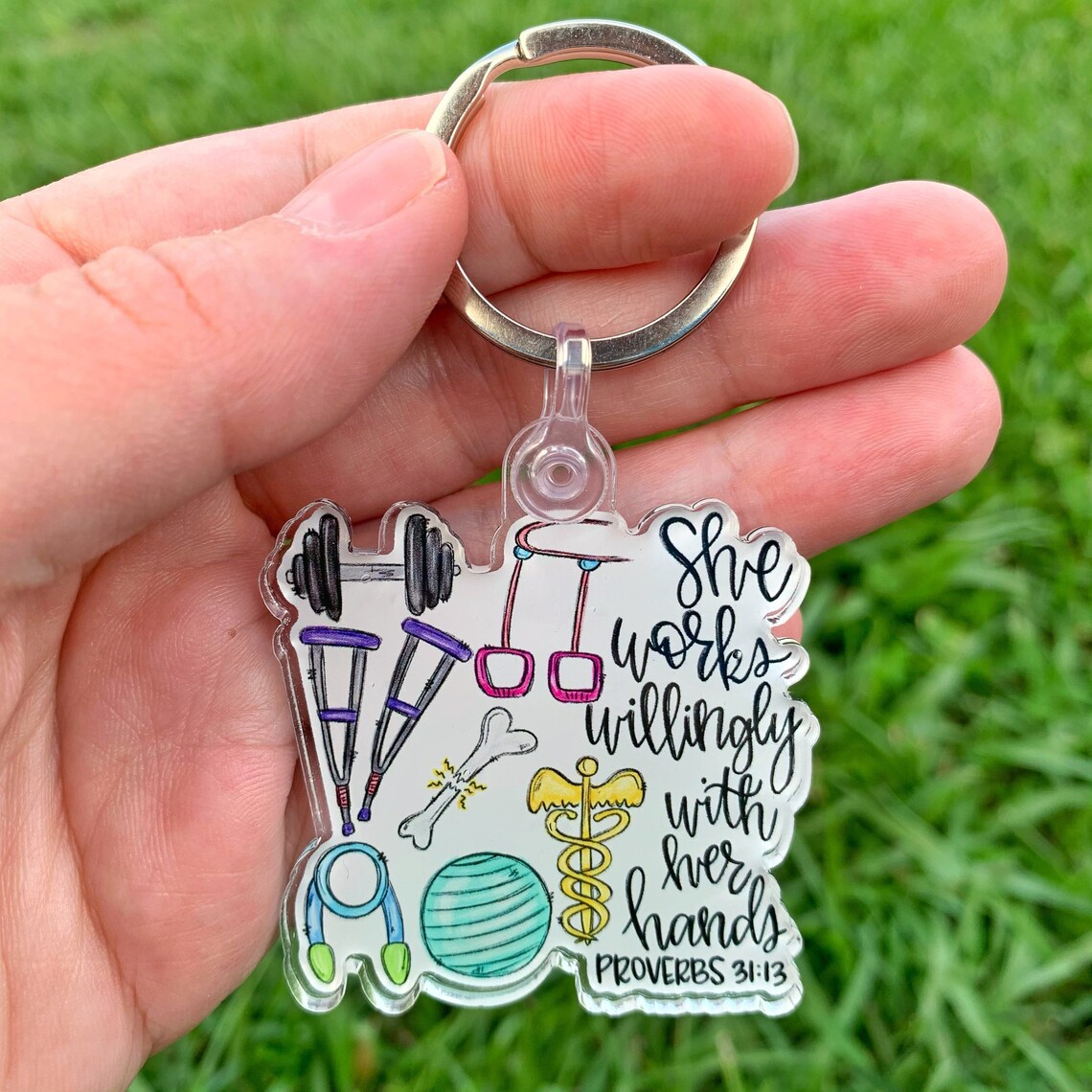 Physical Therapist Key Chain | Keychain | Christian | Bible Verse ...
