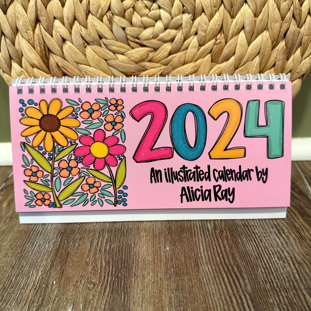 2024 Desk Calendar | Illustrated Desk Calendar | Home Office Decor ...