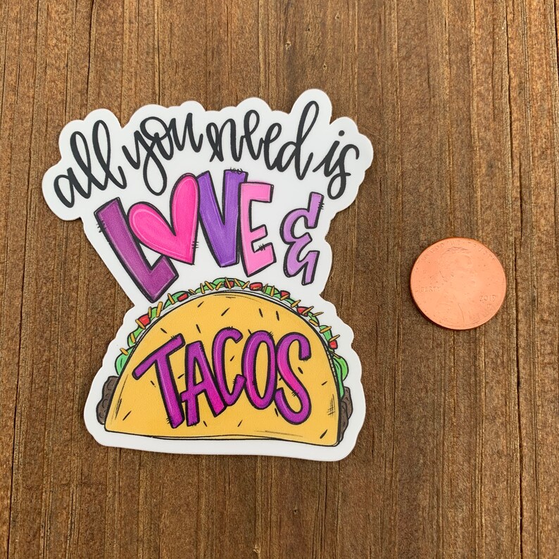 Love and Tacos Sticker Laptop Sticker Taco Sticker Vinyl | Etsy