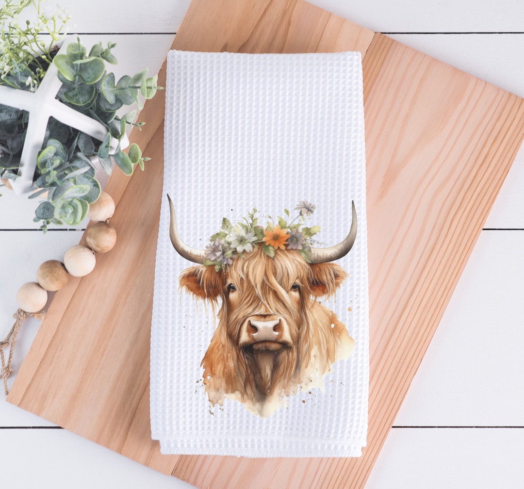 Highland Cow Kitchen Dish Towel | Cow Kitchen Decor | House Warming ...