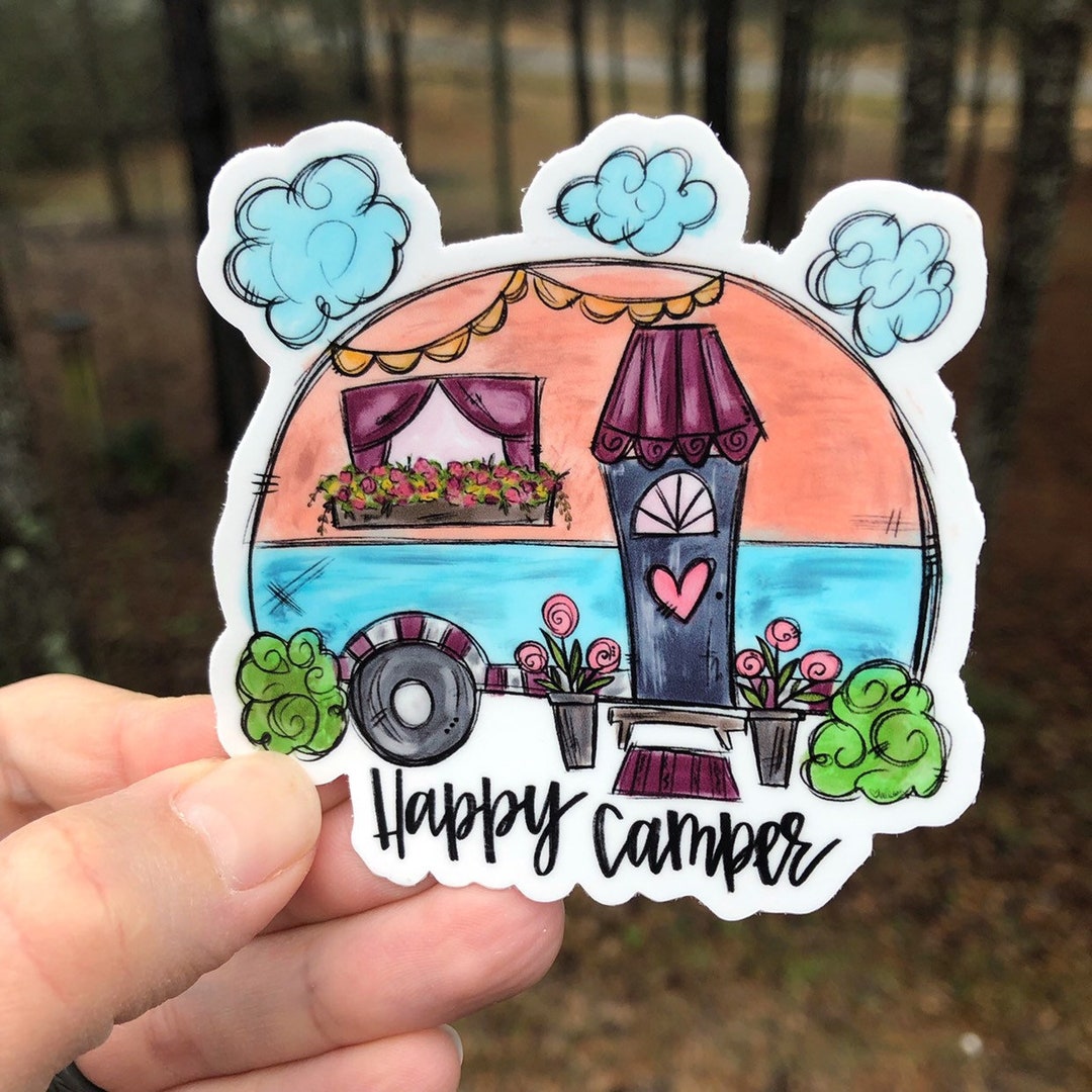 Happy Camper Sticker | Laptop Sticker | Sticker Collector | Vinyl ...