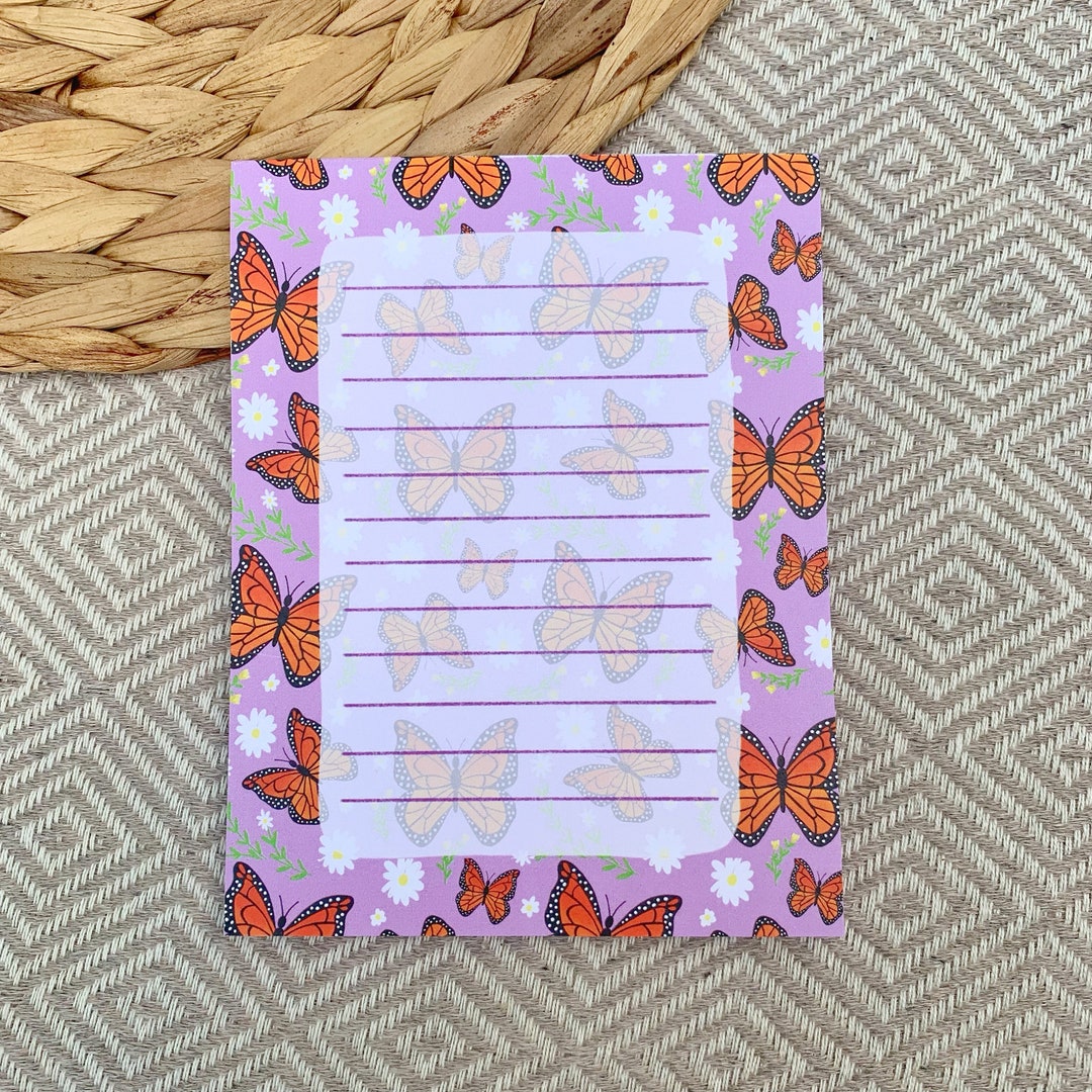 Monarch Butterfly Illustrated Notepad | Lined Notepad | to Do List ...