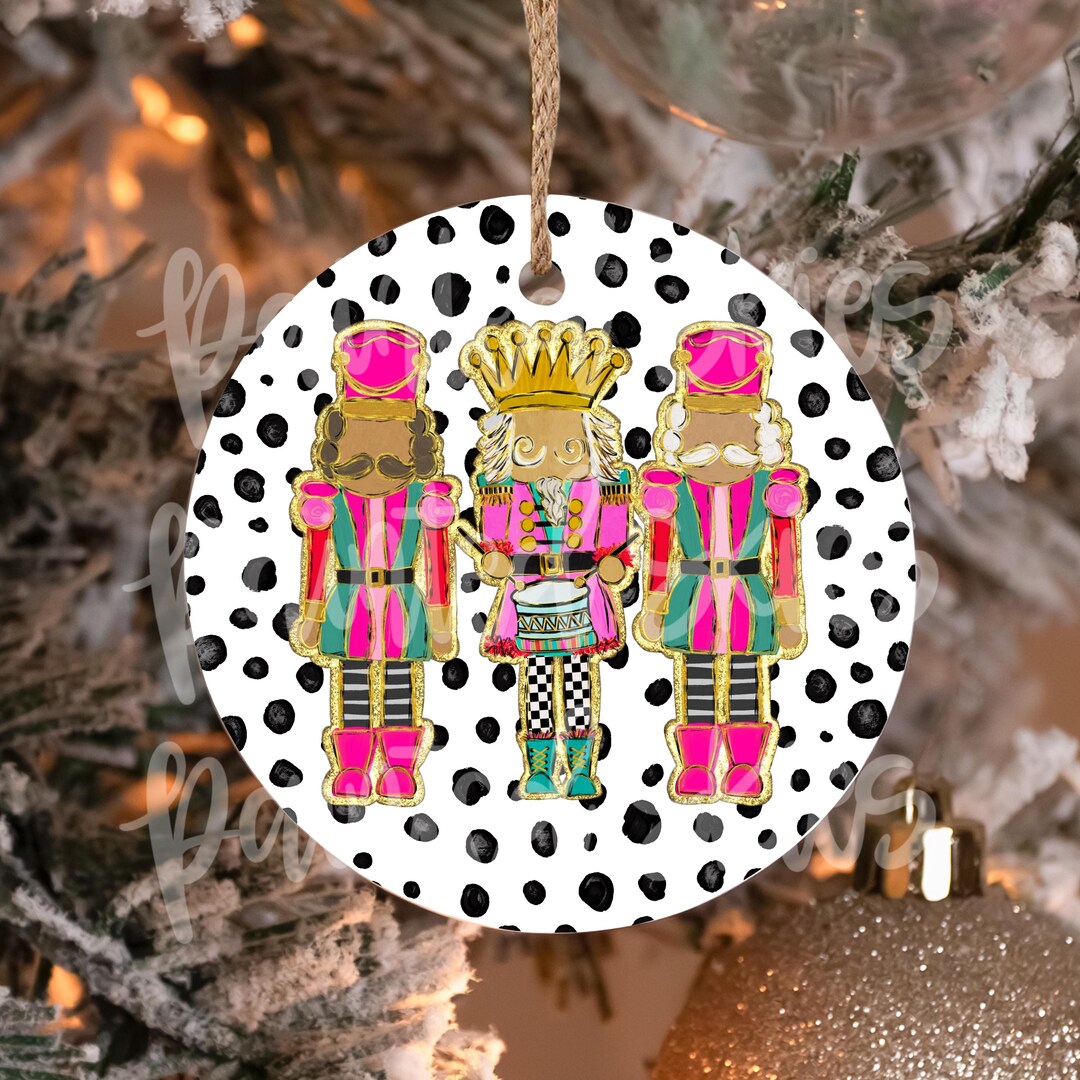 Whimsical Preppy Pink Nutcracker Christmas Ornament | Custom Ornament ...