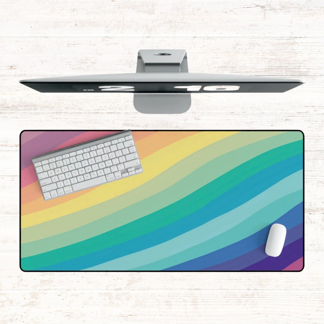 Large Rainbow Desk Mat | Desk Accessory | Pretty Desk Pad | Mat for ...