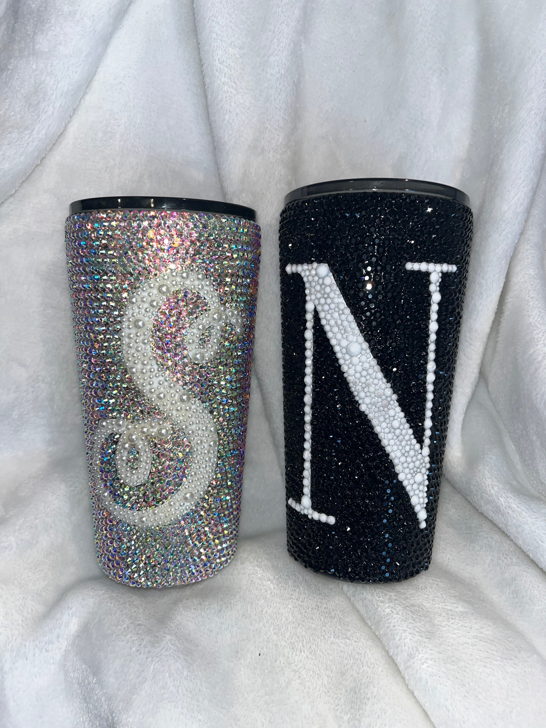 Custom Rhinestone and Pearl Bling Tumbler - Personalized Monogrammed ...