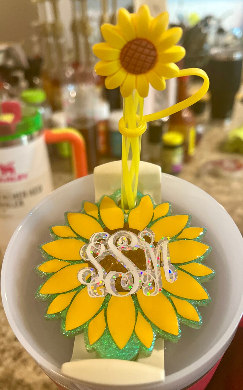 Sunflower Silicone Straw Cover – Reusable Drink Accessory, Glass Straw ...