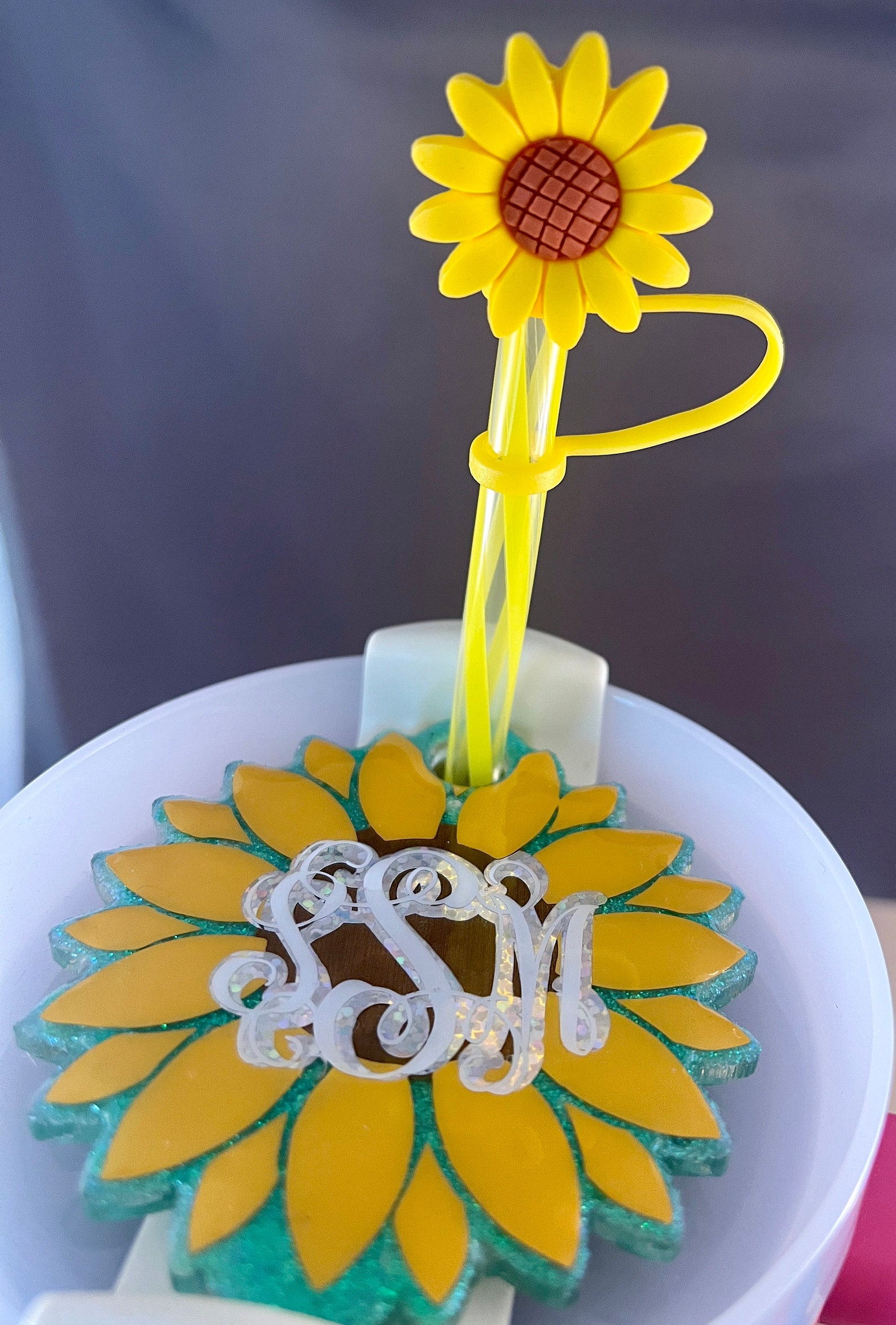 Sunflower Silicone Straw Cover – Reusable Drink Accessory, Glass Straw ...