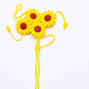 Sunflower Silicone Straw Cover – Reusable Drink Accessory, Glass Straw ...