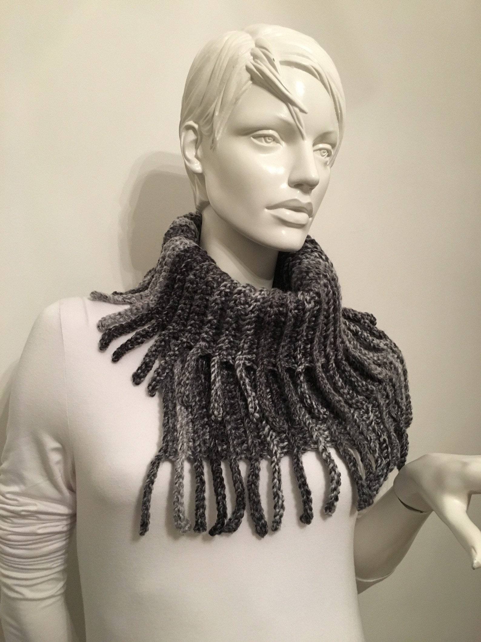 Jester Fringed Cowl Ribbed Scarf Neck Warmer... - Etsy UK