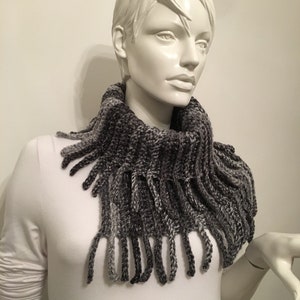 Jester Fringed Cowl - Ribbed Scarf Neck Warmer... - Etsy UK