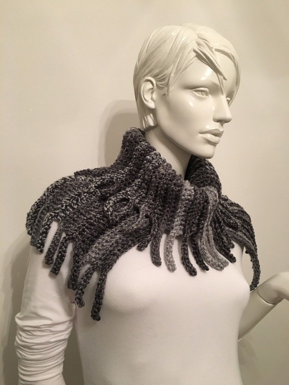 Jester Fringed Cowl Ribbed Scarf Neck Warmer... - Etsy UK