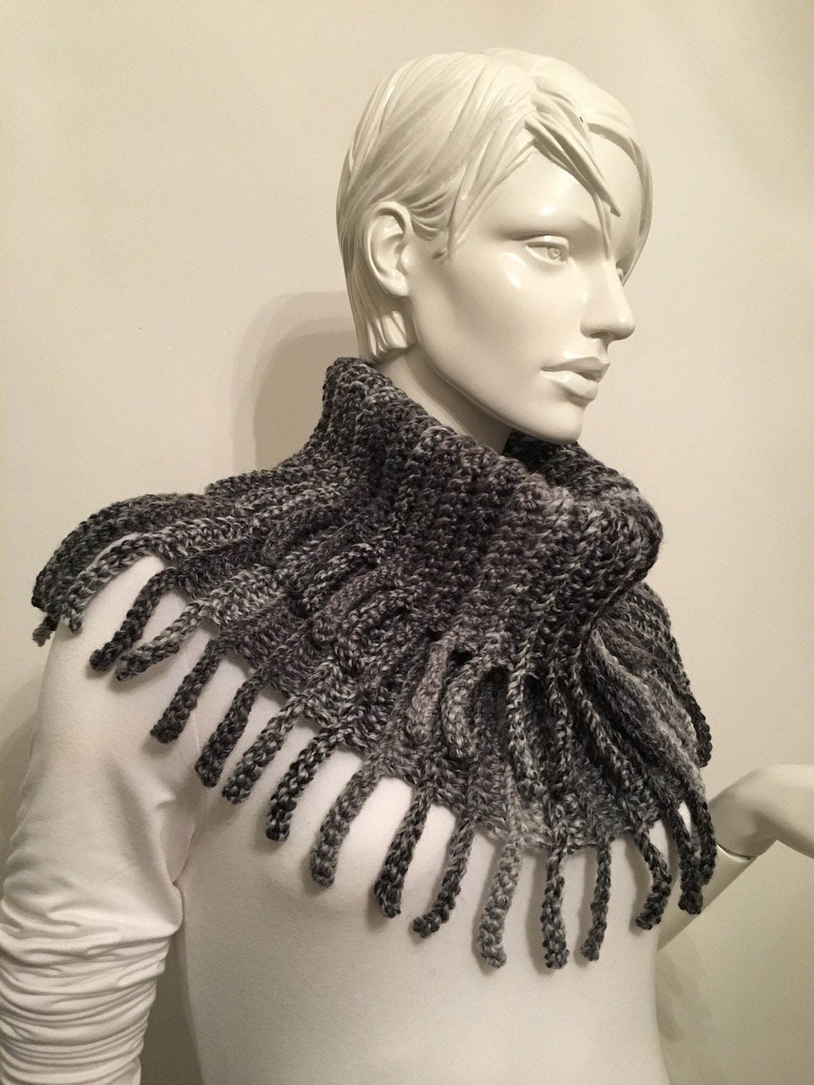 Jester Fringed Cowl Ribbed Scarf Neck Warmer... - Etsy UK