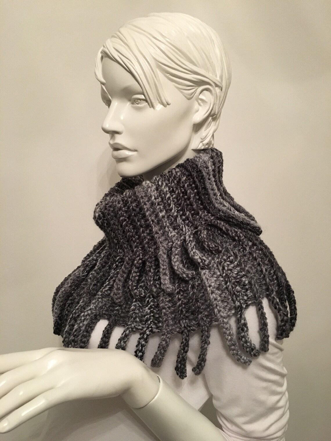 Jester Fringed Cowl Ribbed Scarf Neck Warmer... - Etsy UK