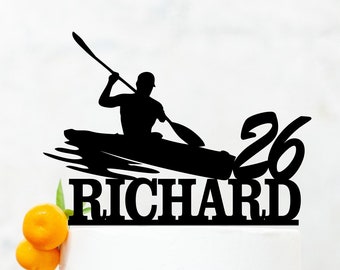 Personalised Acrylic Canoeing Kayaking Woman Birthday Cake Topper ...