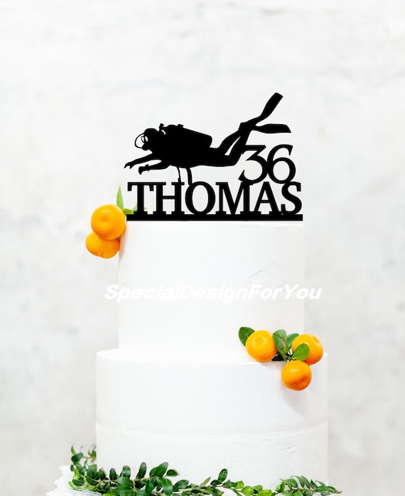 Scuba Diving Birthday Cake Topper Swimming Cake Topper - Etsy