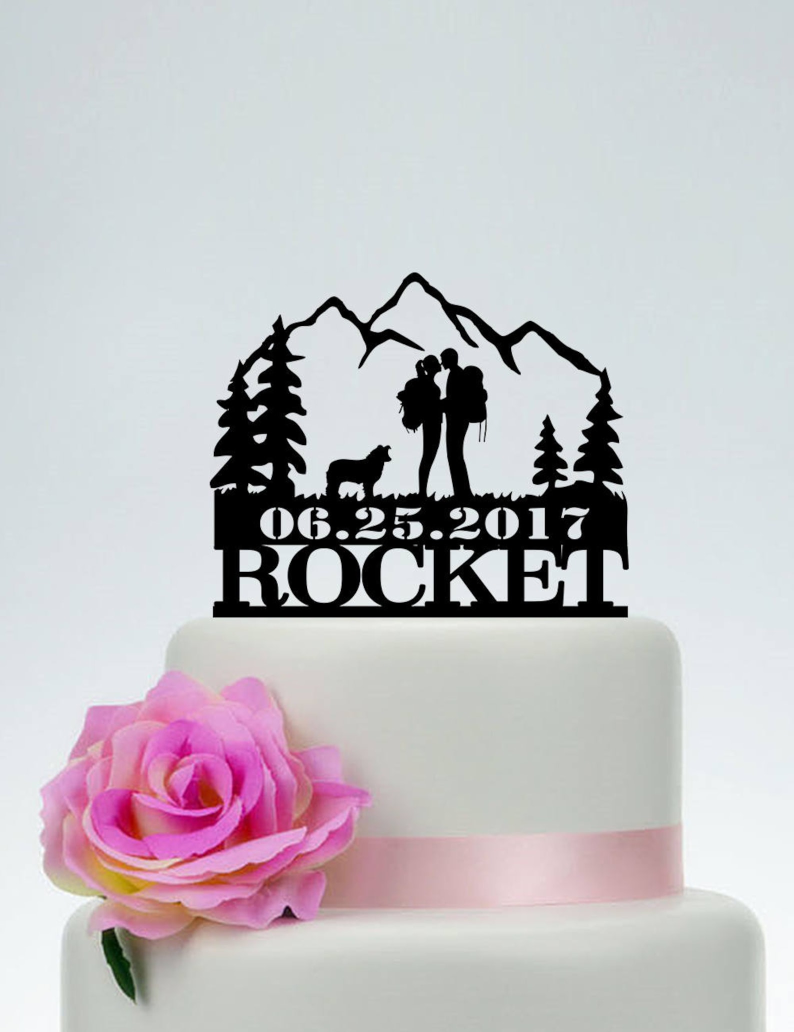 Custom Wedding Cake Topper,hiking Theme Wedding,mountain Cake Topper ...