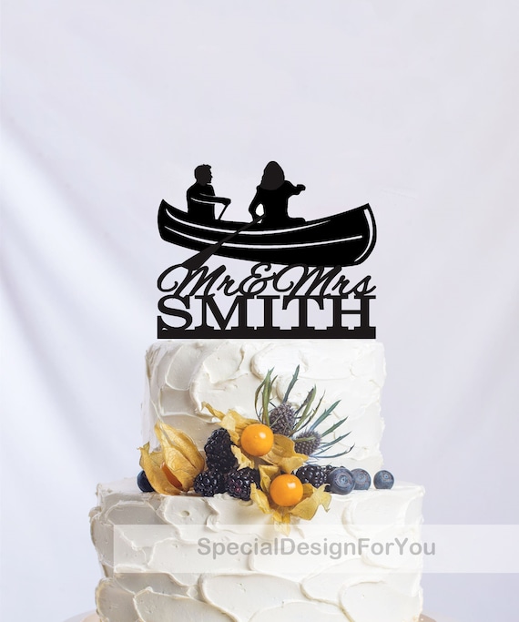 Canoe Wedding Cake Topper Kayak Cake Topper Canoe Theme | Etsy