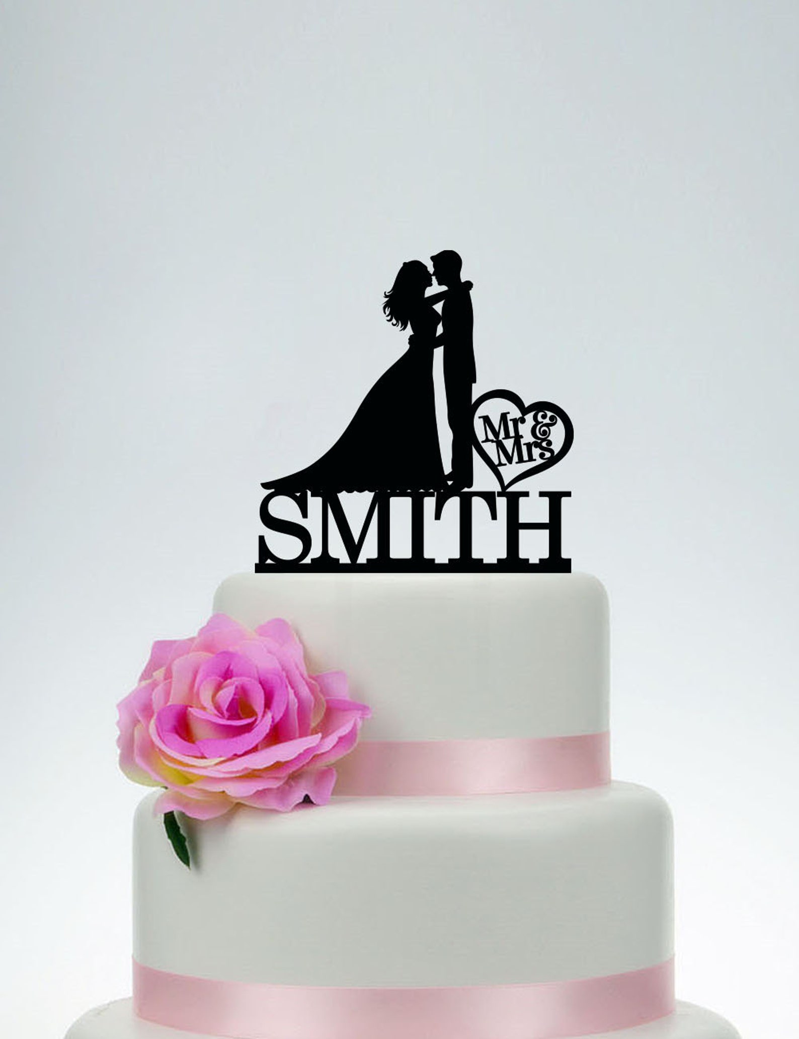 Mr And Mrs Cake Topper With Last Namewedding Cake Etsy