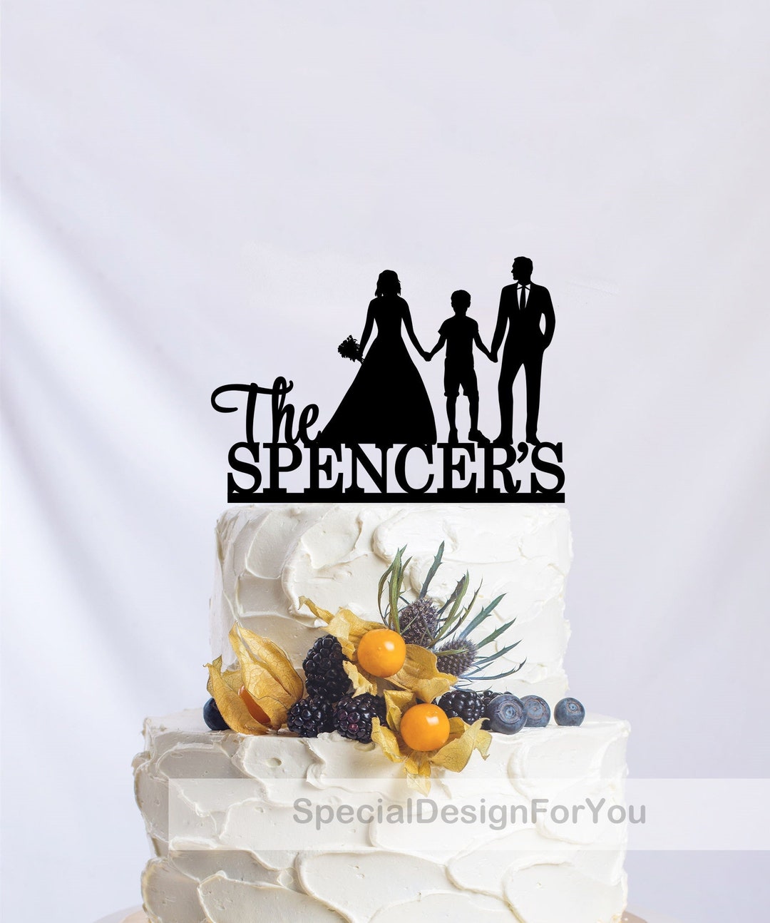 Family Wedding Cake Topper, Couple Cake Topper With Children, Bride and ...