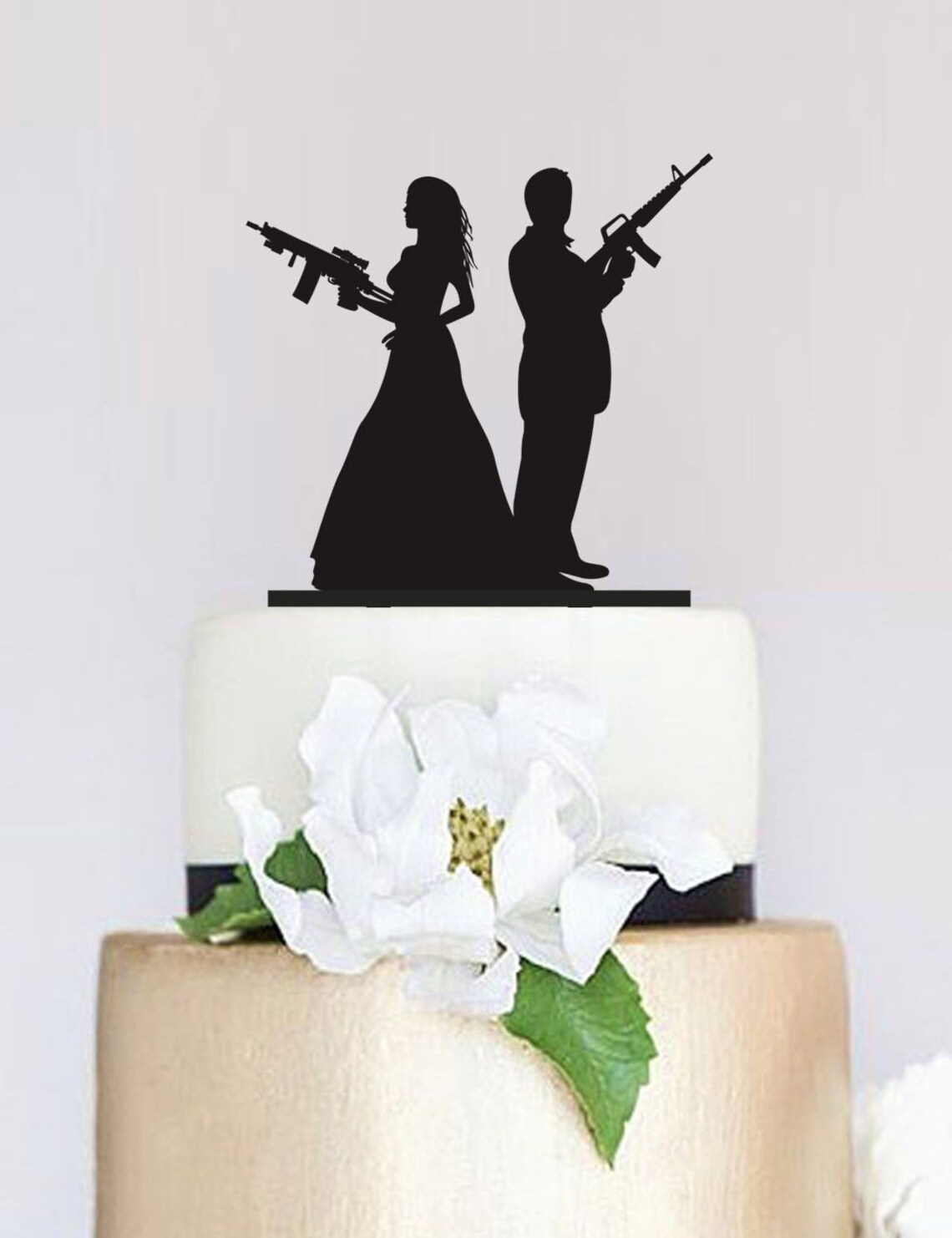 Gun Wedding Topperarmed Couple Silhouette Cake Topperwedding | Etsy