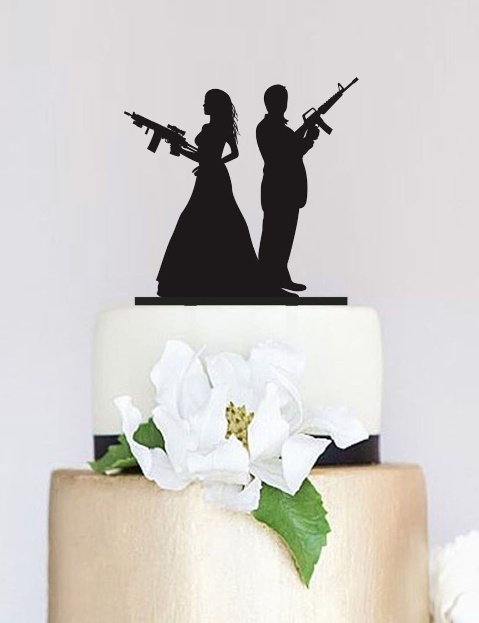 Gun Wedding Topperarmed Couple Silhouette Cake Topperwedding | Etsy
