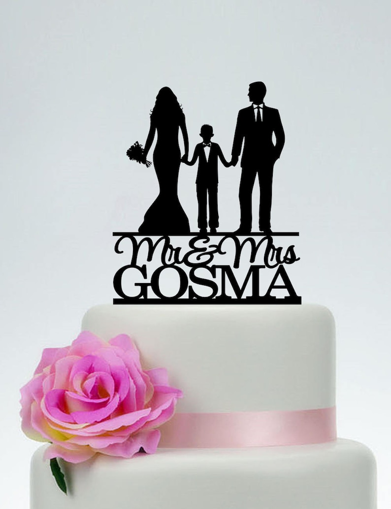 Familie Cake Topper Braut und Bräutigam mit kleinen Jungen - Etsy.de
