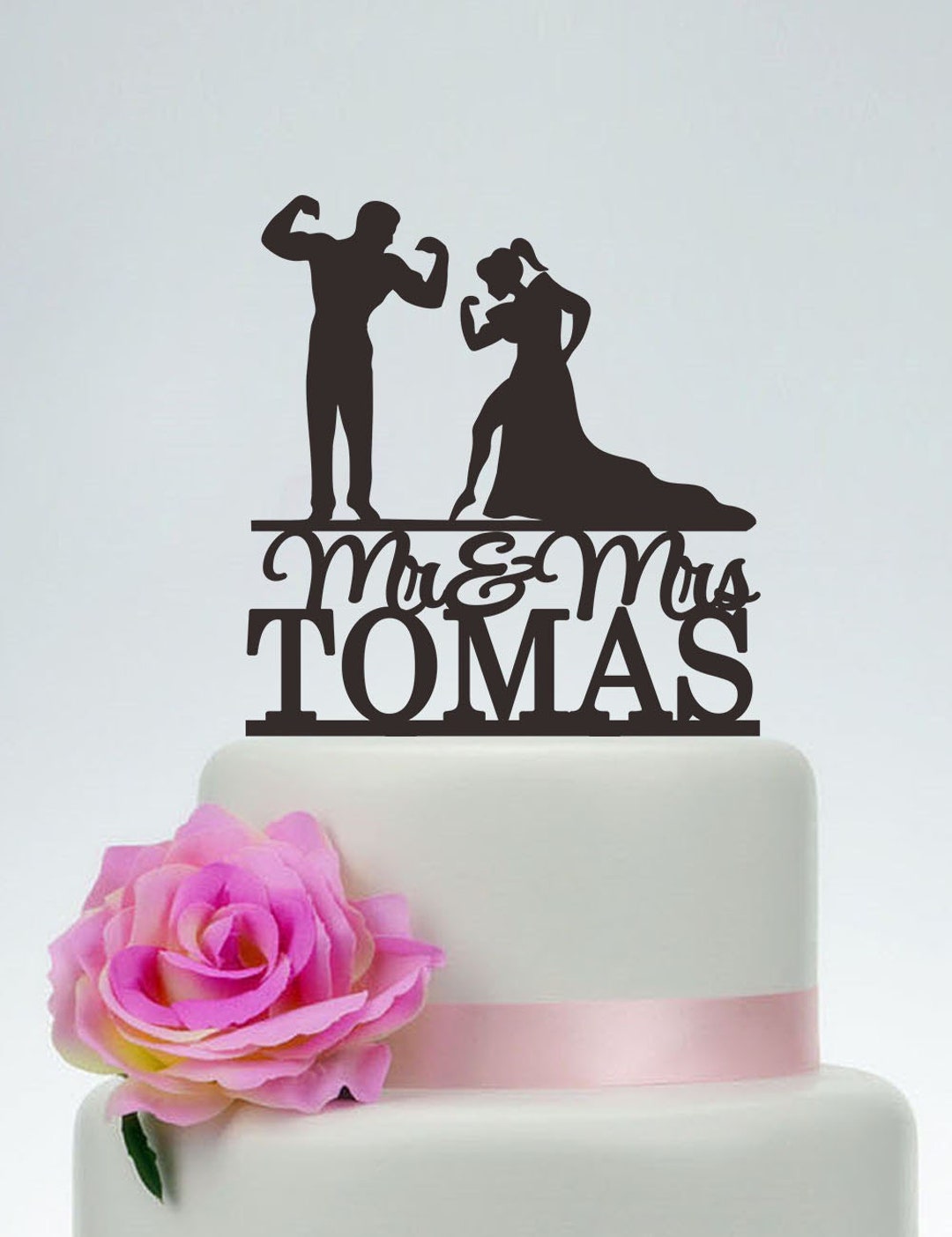 Muscle Man and Woman Silhouette,wedding Cake Topper,custom Cake Topper ...