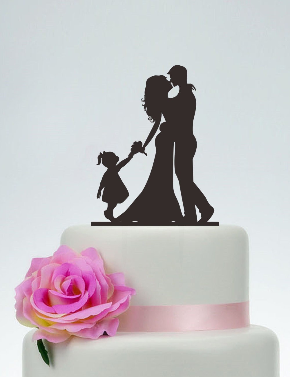 Wedding Cake Topperbride and Groom and Little Girl Cake - Etsy