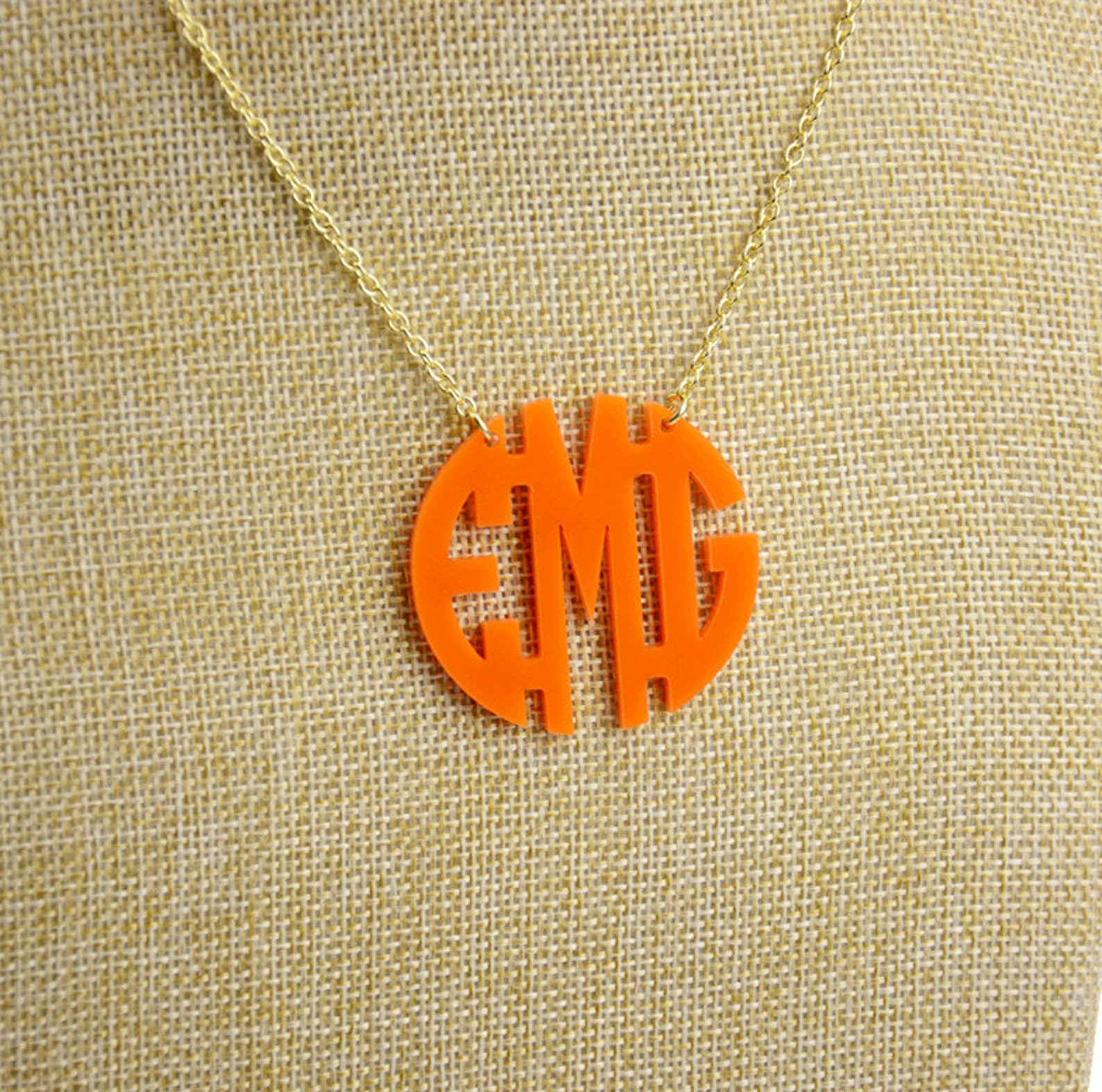 Block Monogram Neckalceacrylic Monogram Necklacepersonalized - Etsy