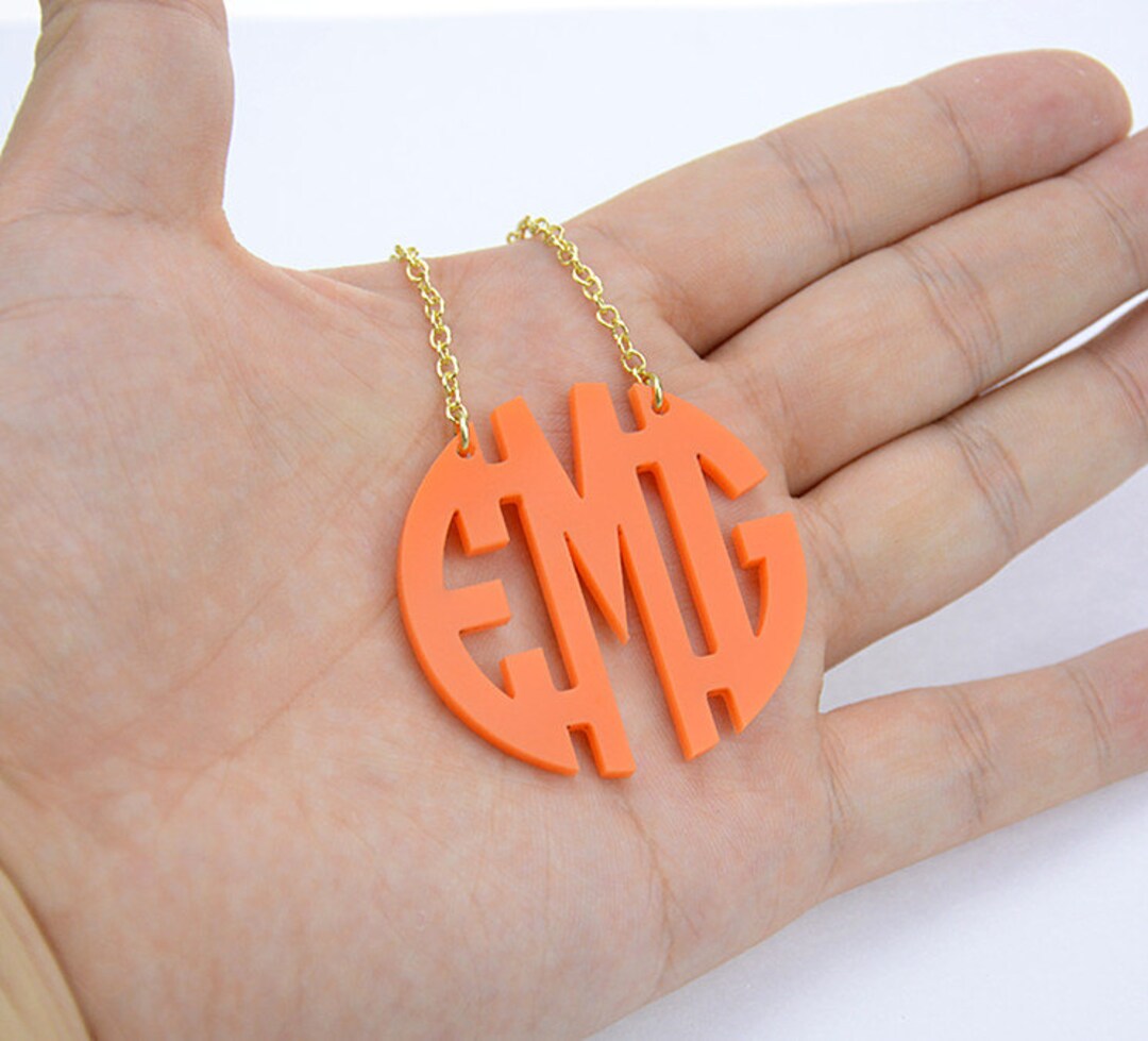 Block Monogram Neckalce,acrylic Monogram Necklace,personalized Necklace ...
