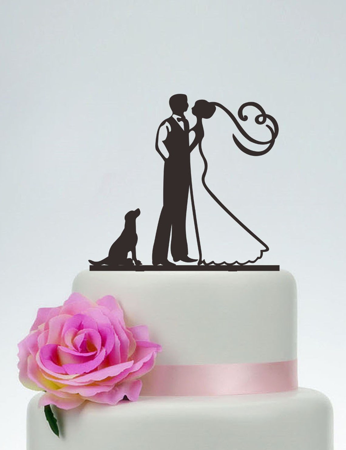 Groom and Bride Cake Topper With the Dogwedding Cake - Etsy