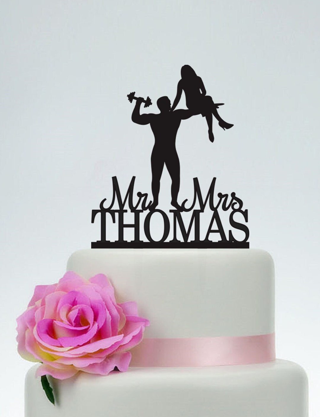 Muscle Man and Beauty Silhouette,wedding Cake Topper,custom Cake Topper ...