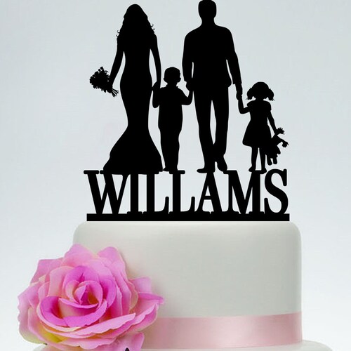 Family Cake Topper With Kids Wedding Cake Topper Bride and - Etsy
