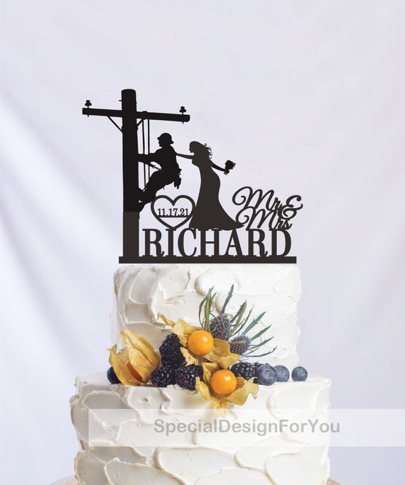 Electrician Cake Topper Builder Cake Topper Bride and Groom | Etsy
