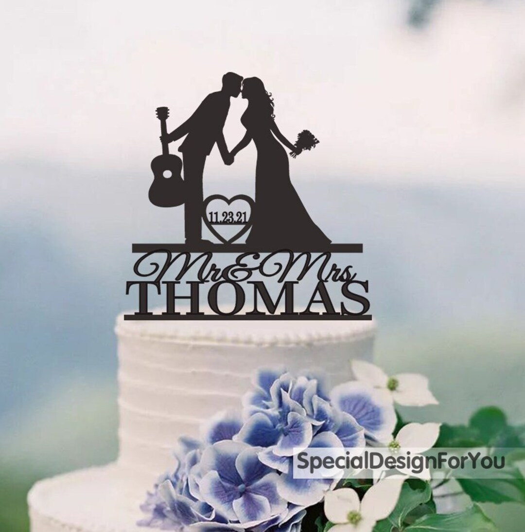 Guitar Cake Topper, Musician Wedding Cake Topper, Guitarist Couple Cake ...