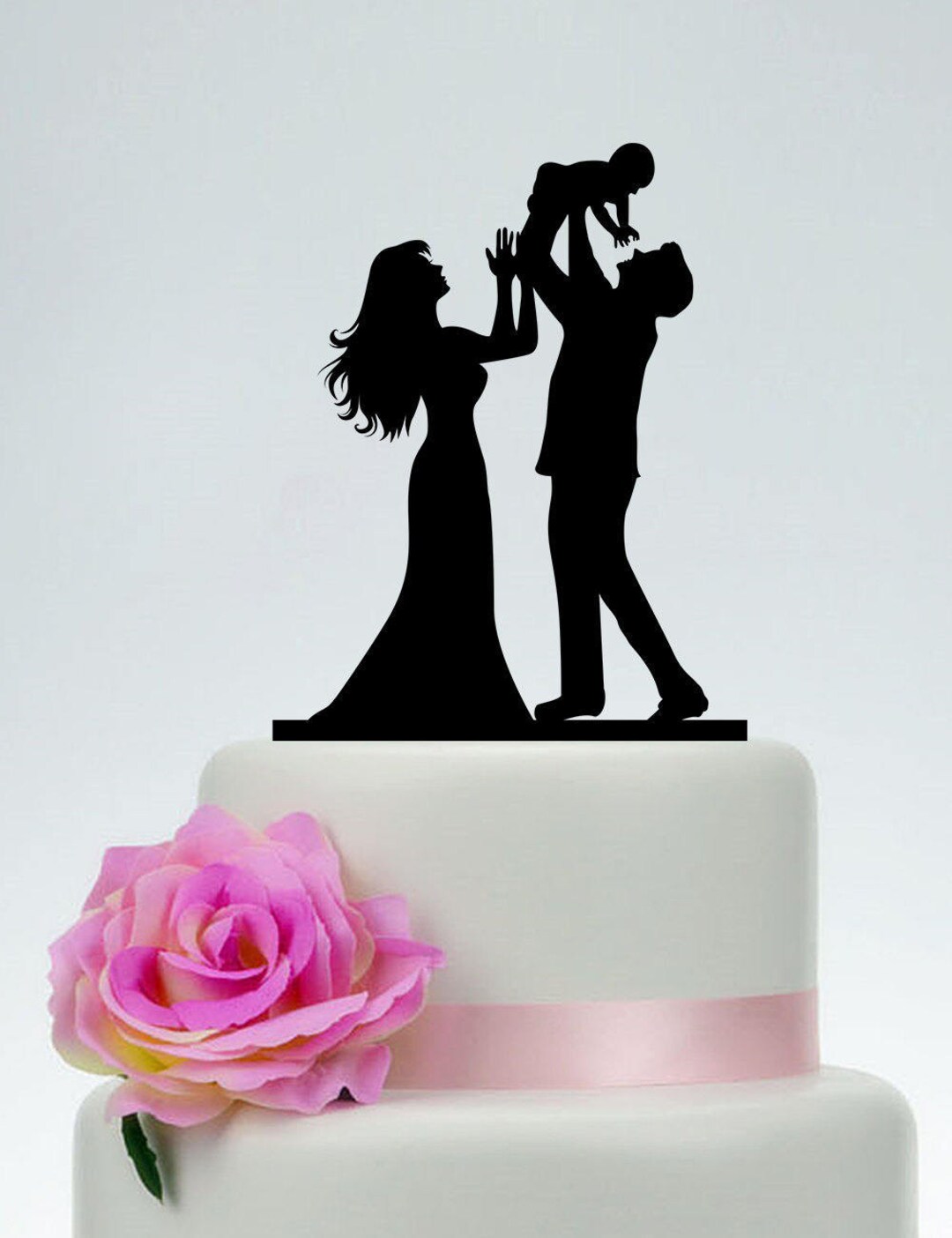 Family Cake Topper,custom Wedding Cake Topper,bride and Groom Holding ...